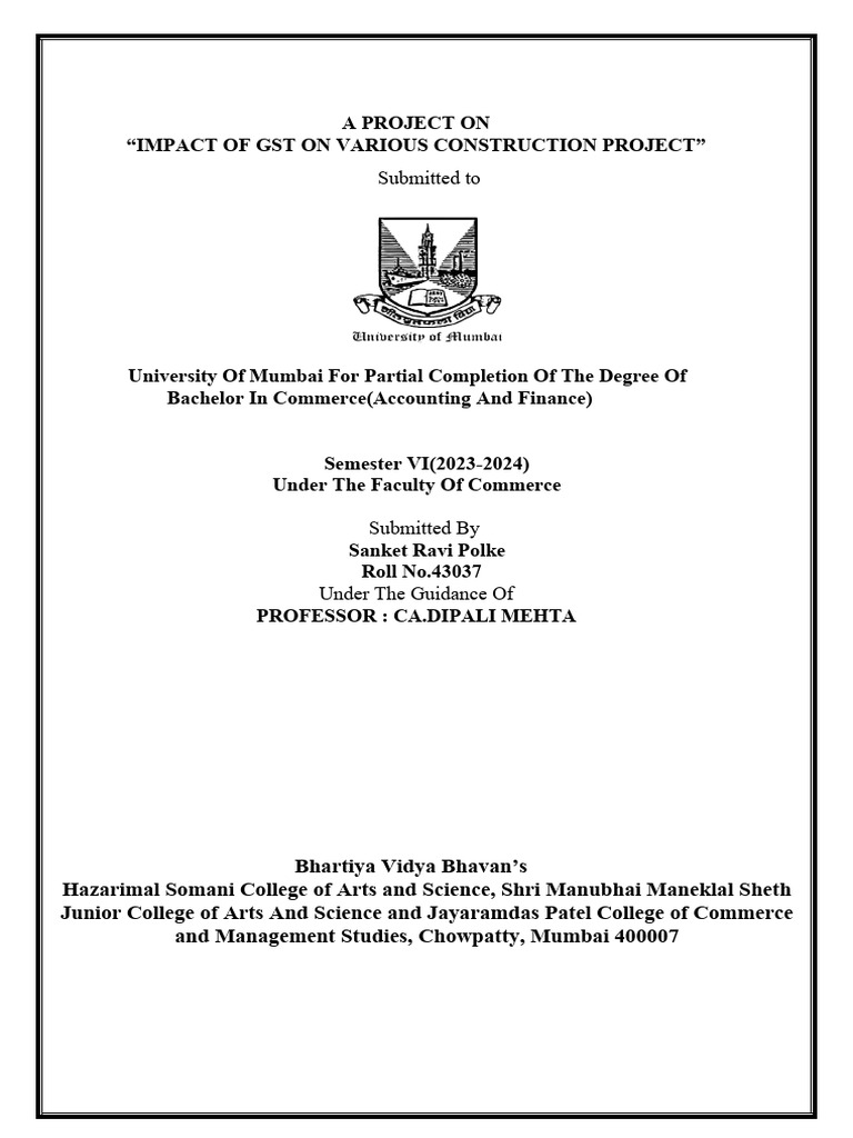 Sanket Polke TYBAF Roll No 43037 | PDF | Value Added Tax | Taxes