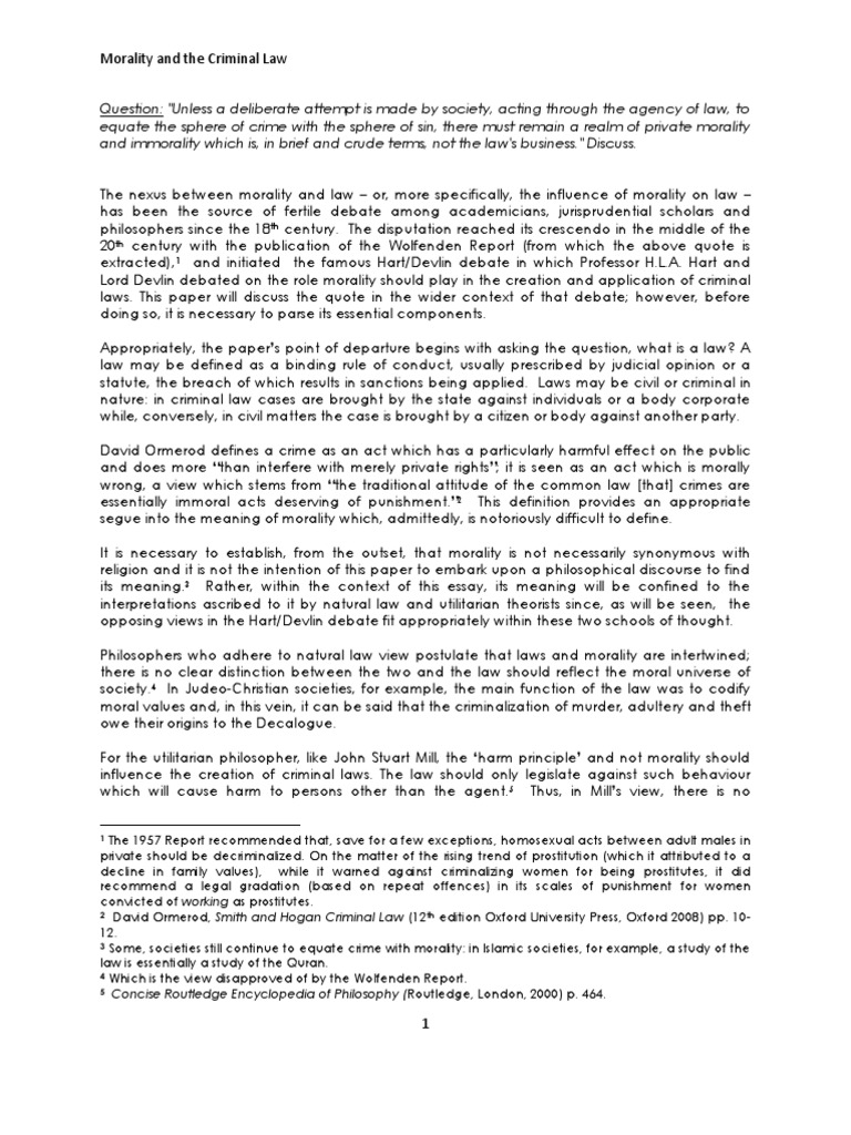 Morality's Role in Criminal Law Debate | PDF | Conspiracy (Criminal ...