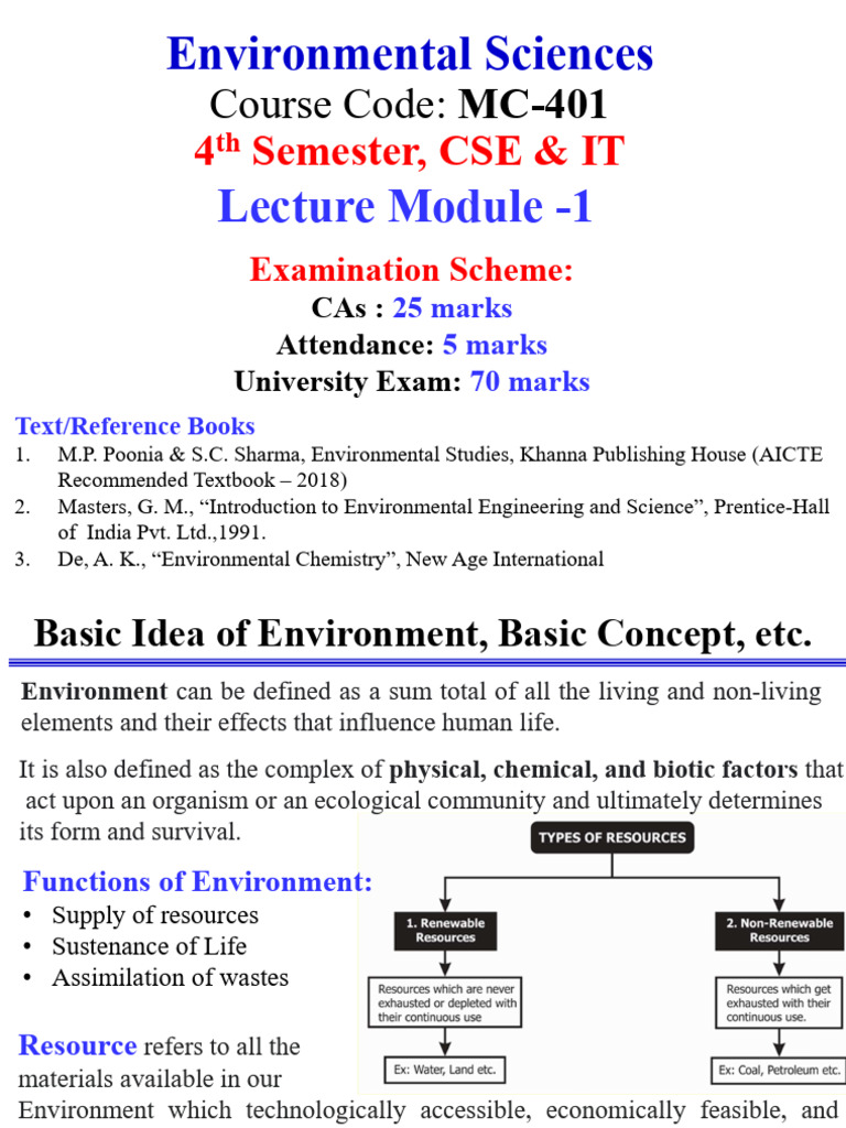 Environmental Sciences-L-1 | PDF | Resource | Sustainability