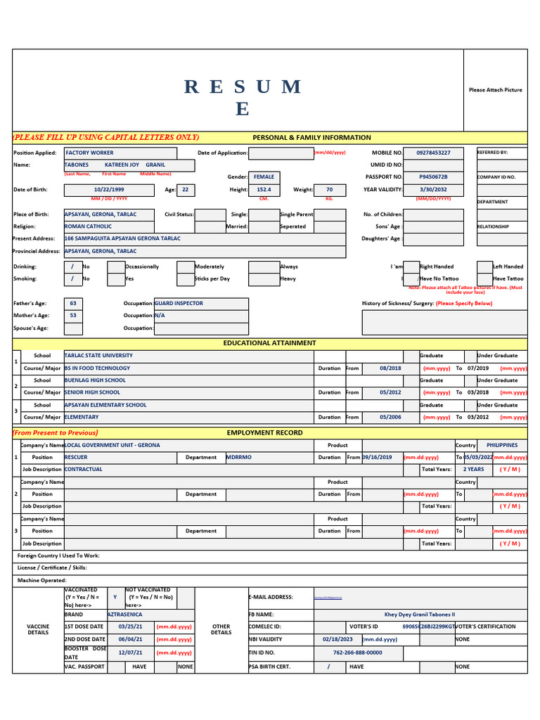 Eq - 040422 Fill Up Biodata Form | PDF