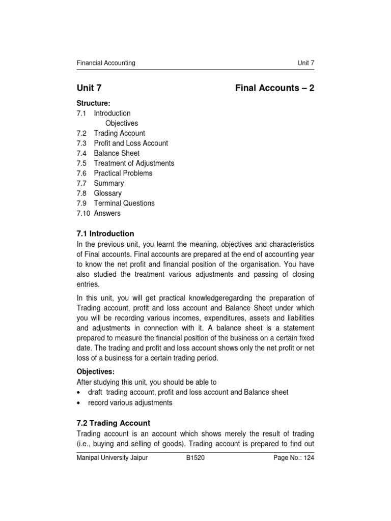 Unit 7-Final Accounts - 2 | PDF | Equity (Finance) | Balance Sheet