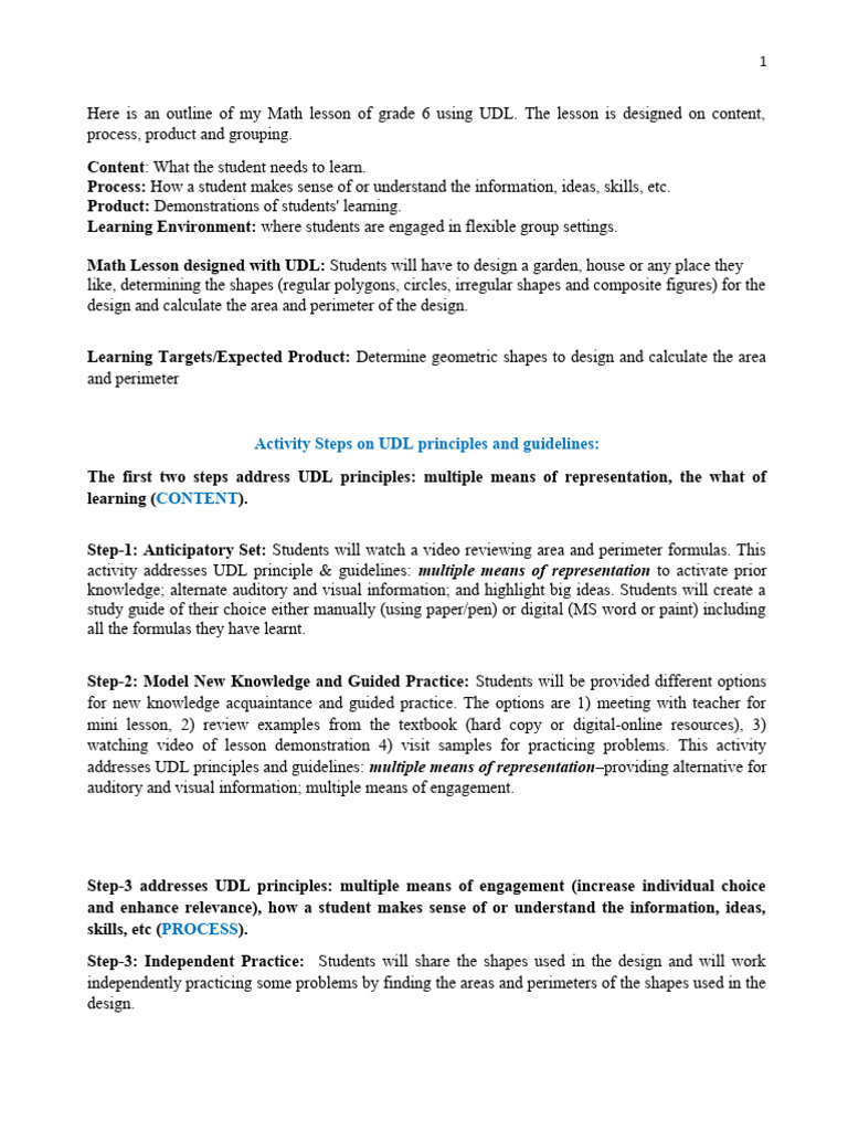 PA - UDL Model Planning For Application | PDF | Constructivism ...