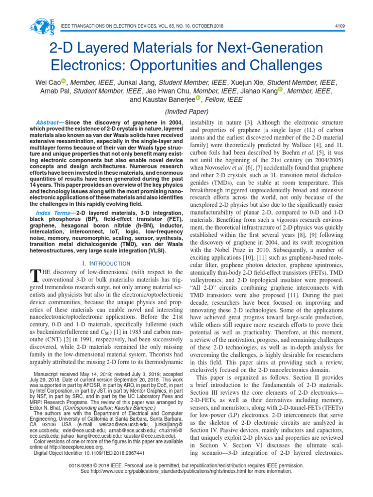 1 Rev 2-D Layered Materials For Next-Generation | PDF | Graphene | Capacitor