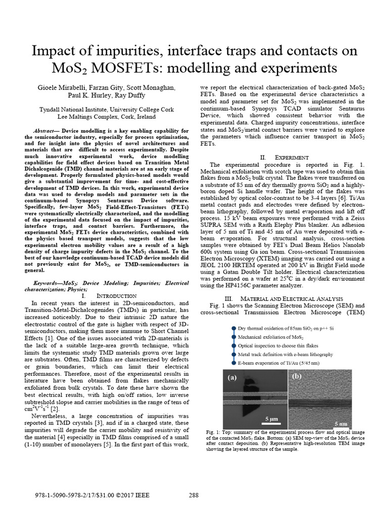 Impact of Impurities, Interface Traps and Contacts On MoS2 MOSFETs ...