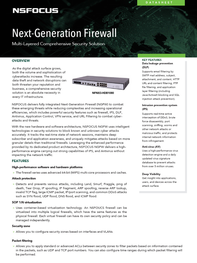 NGFW-datasheet 20230828 | PDF | Denial Of Service Attack | Firewall (Computing)