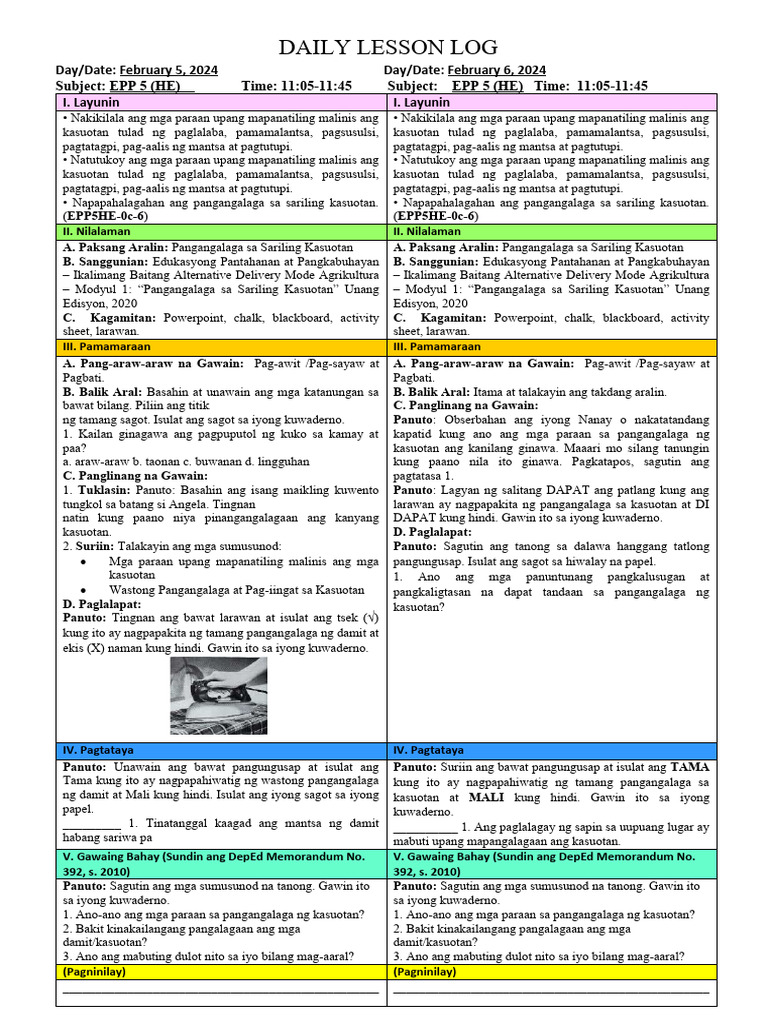 EPP 5 - Module 1 - 4 Days | PDF