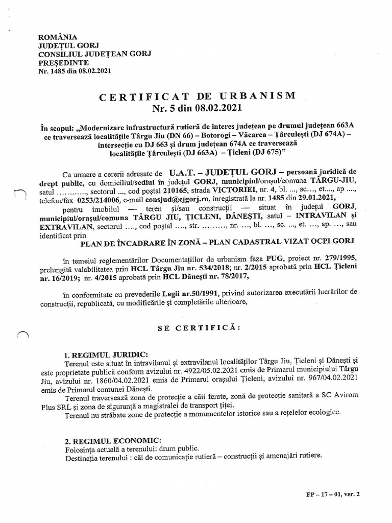 Certificat de Urbanism - Prelungit | PDF