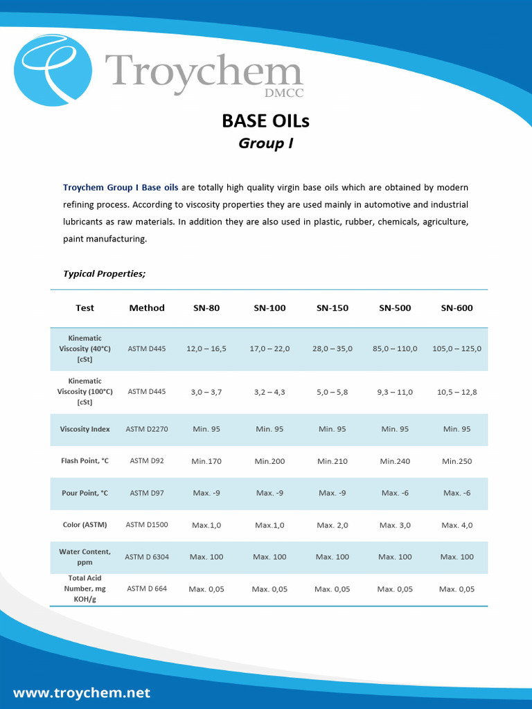 Troychem BASE OILs Group1 | PDF