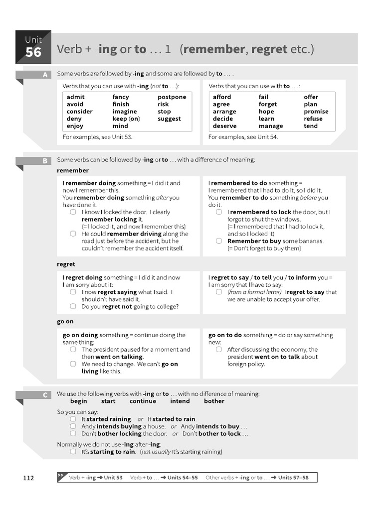 Verbs - To or - Ing | PDF