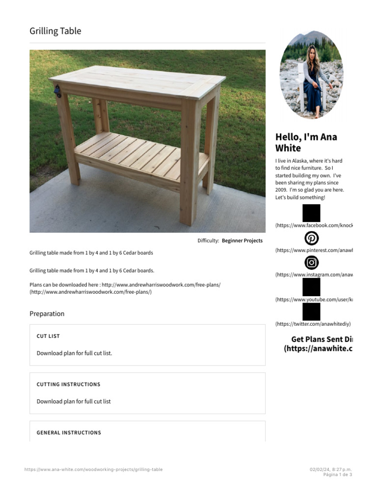 Grilling Table - Ana White | PDF | Procedural Knowledge | Materials