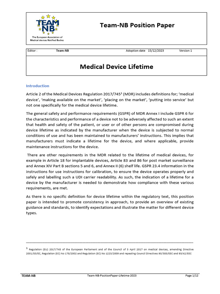 Medical Device Lifetime Guidelines | PDF | Medical Device | Risk Management