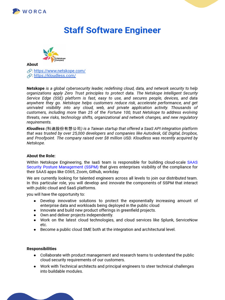 Netskope (Kloudless) - Staff Software Engineer | PDF | Cloud Computing ...