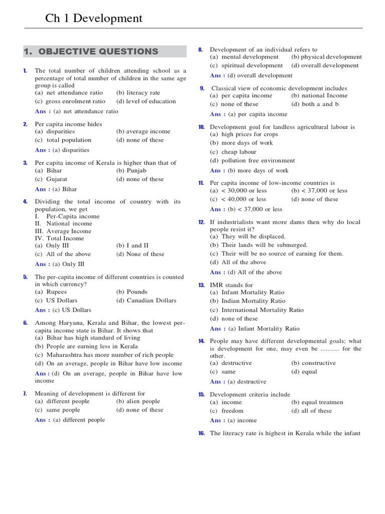 Ch 1 ECO Objectives | PDF | Income | Economies