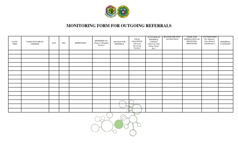 Monitoring Form For Outgoing Referrals | PDF