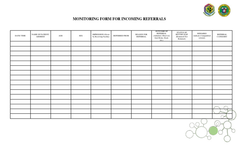 Monitoring Form For Incoming Referrals | PDF