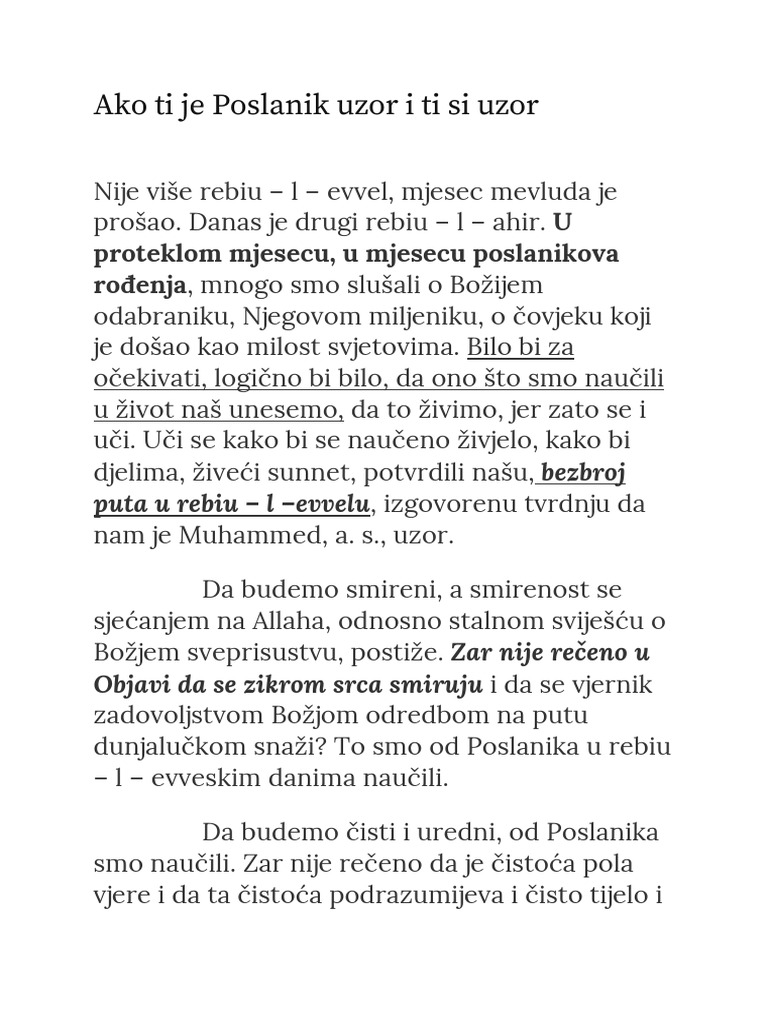 Hutba 28 Oktobar | PDF