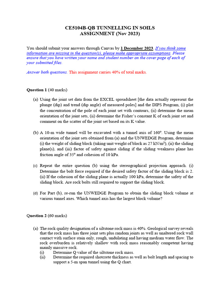 CE5104B-QB Assignment Nov 2023 | PDF | Strength Of Materials | Applied And Interdisciplinary Physics