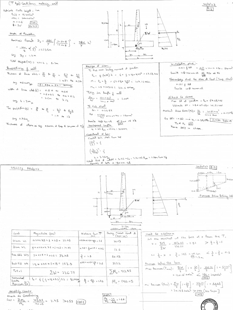 2023-02-27-Cantilever Retaining Wall Design | PDF