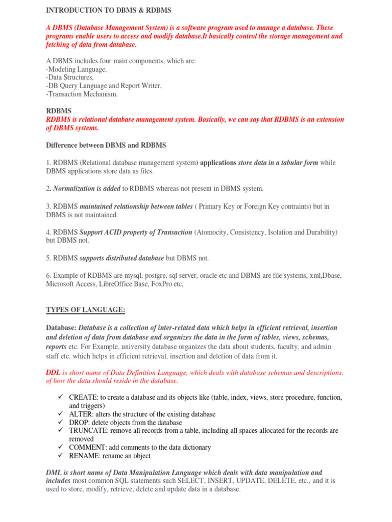 Introduction To Dbms 1 Pdf Databases Relational Database