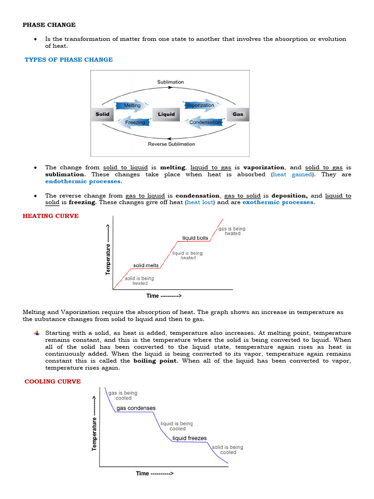 PHASE CHANGE Hand Out | PDF | Phase (Matter) | Melting Point