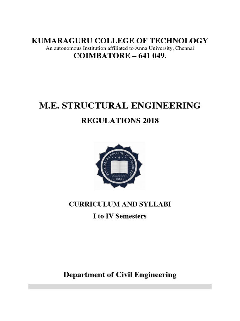 M.E. Structural Engineering Curriculum | PDF | Statistics | Numerical Analysis