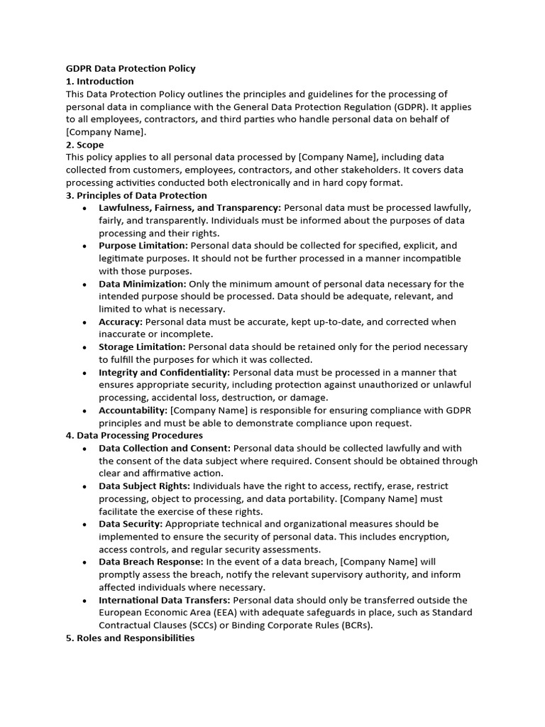 GDPR Data Protection Policy | PDF | Privacy | Justice