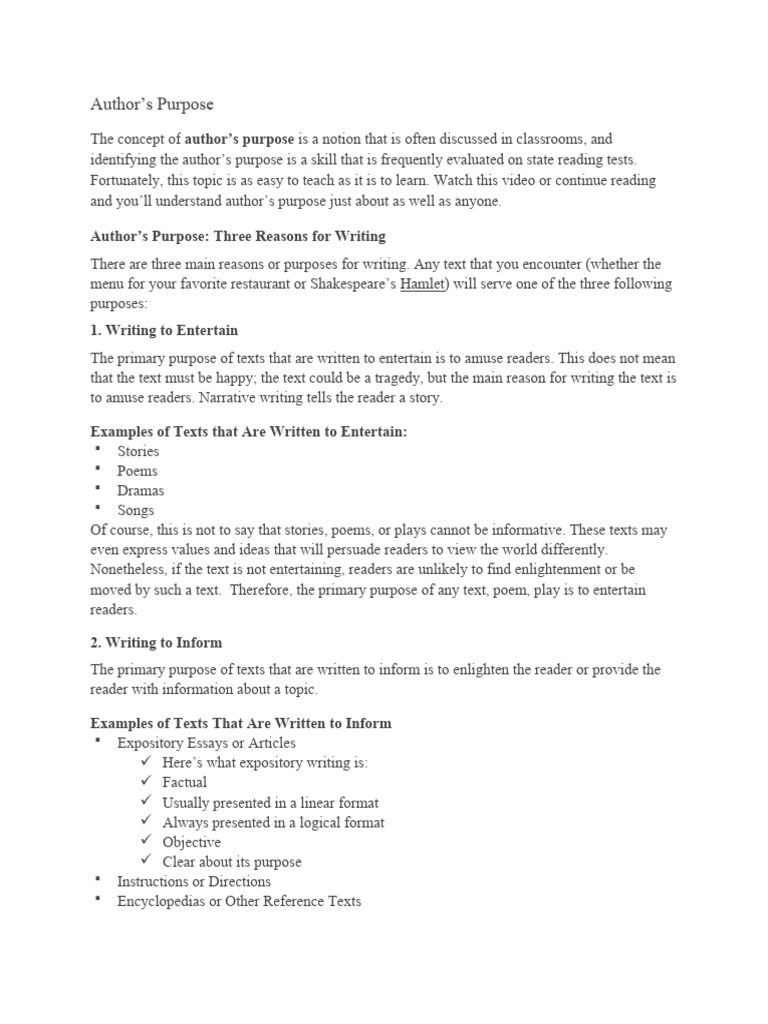 Author's purpose | PDF | Persuasion | Human Communication