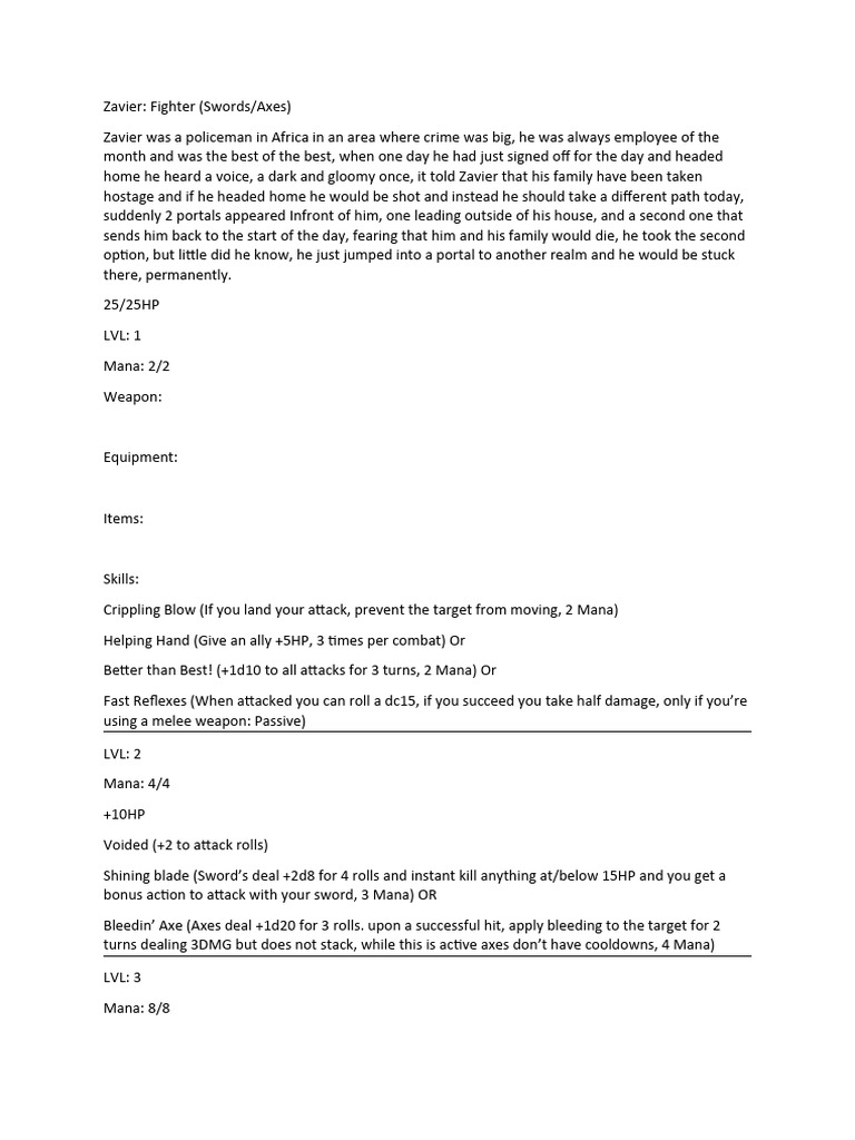 Zavier The Fighter | PDF