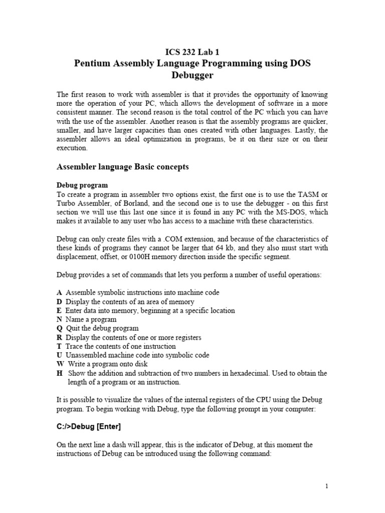 ICS 232 LAB 1 | PDF | Assembly Language | Computer Program