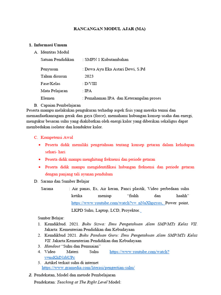 Rancangan Modul Ajar | PDF