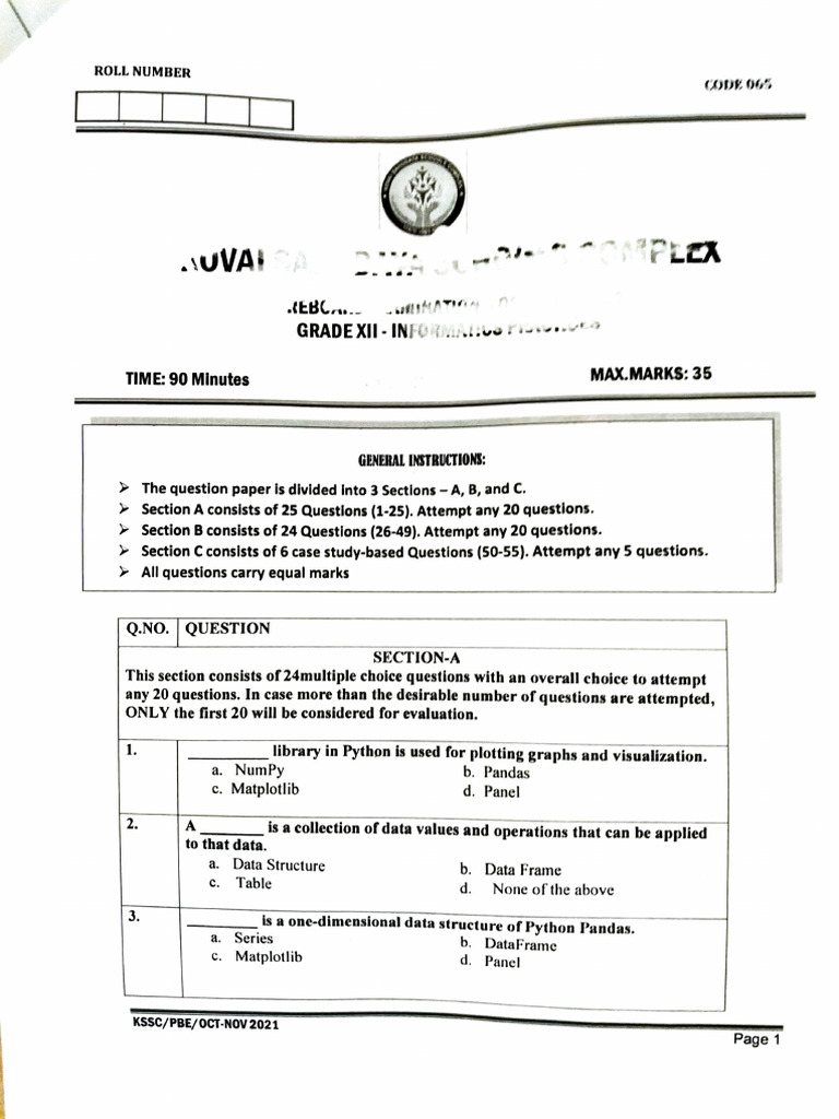 Gr12.IP Preboard Exam - QP, MS | PDF | Computer Programming | Information Technology