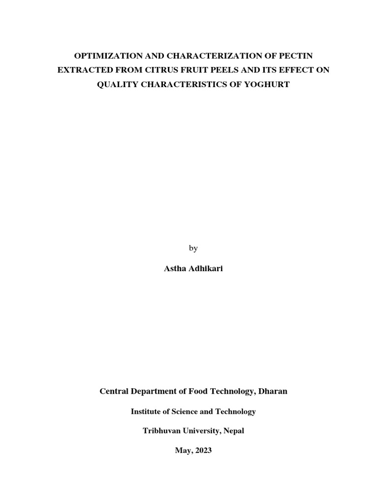 Astha Thesis M.tech | PDF | Lemon | Chemistry