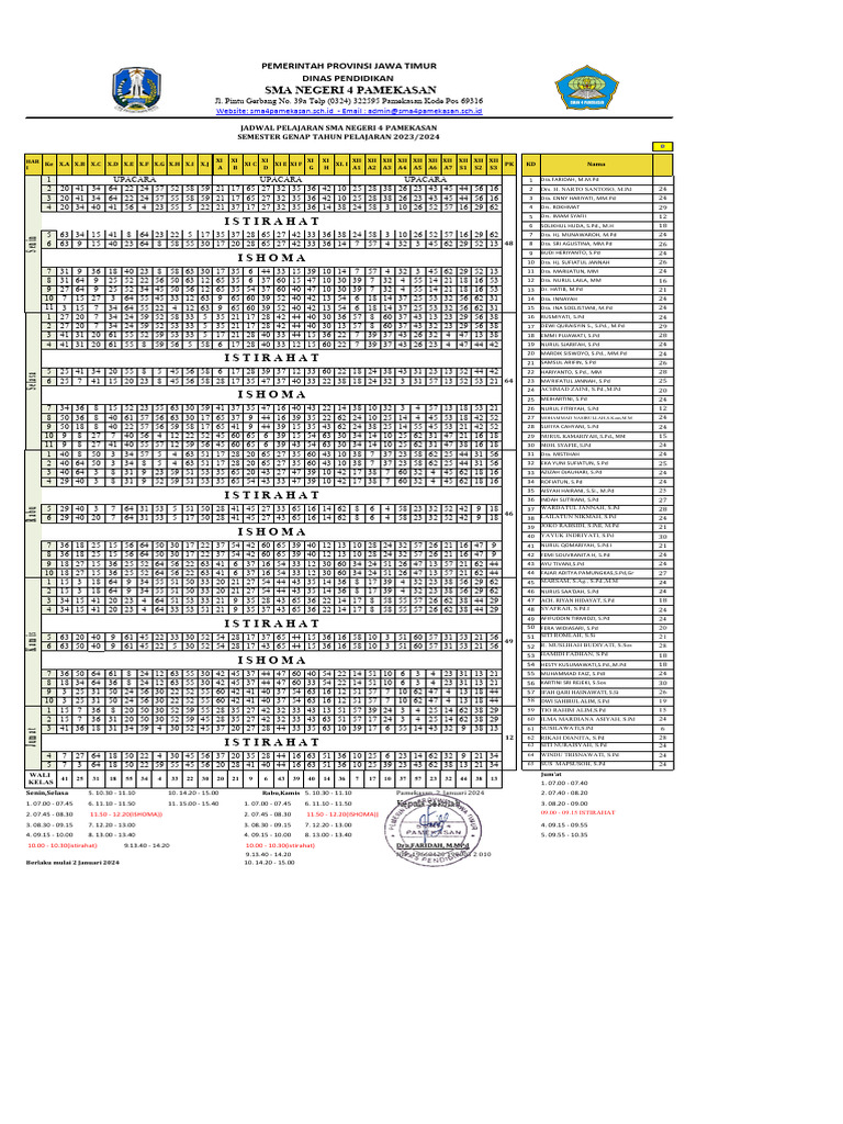 JADWAL SMT Genap 2023 - 2024 | PDF