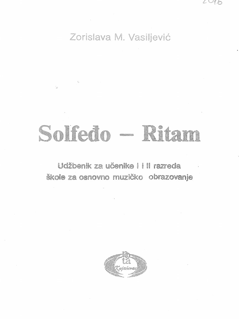 SOLFEDJO - RITAM Zorislav M.vasiljevic | PDF