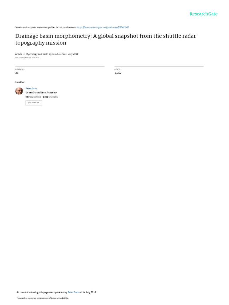 Drainage Basin Morphometry A Global Snapshot From | PDF | Drainage ...