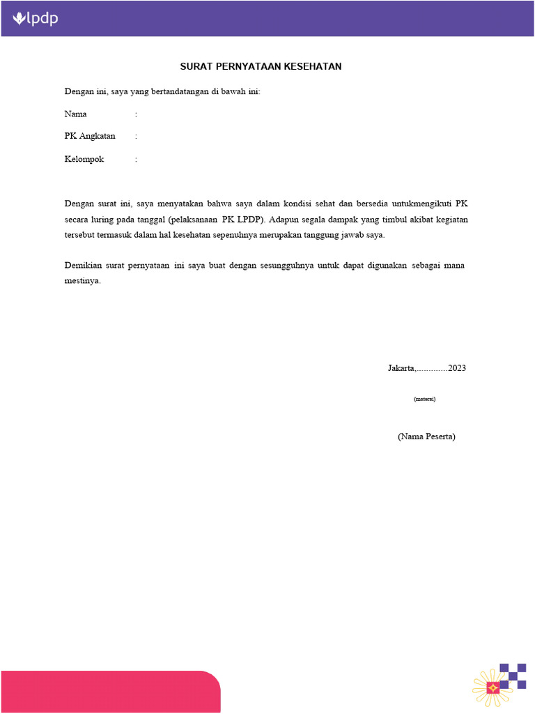 Surat Pernyataan Kesehatan | PDF