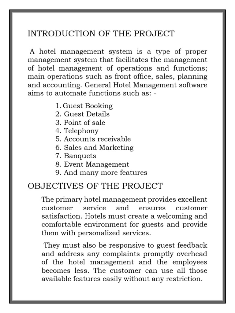 Hotel Management System Overview | PDF | Sales | Point Of Sale