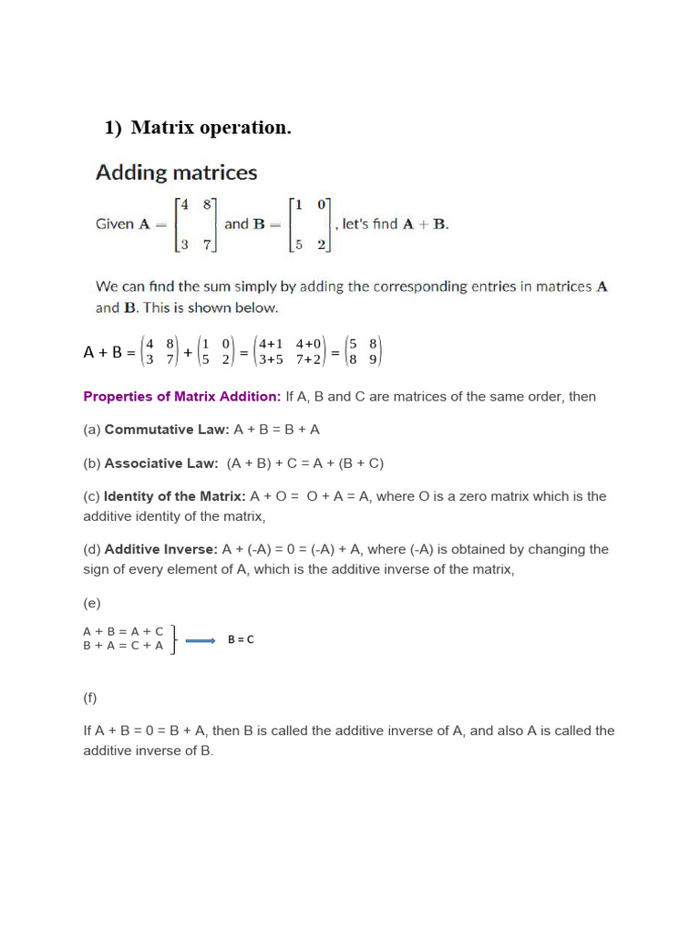 Course 2 - Matrix Operations. | PDF | Matrix (Mathematics) | Algebra