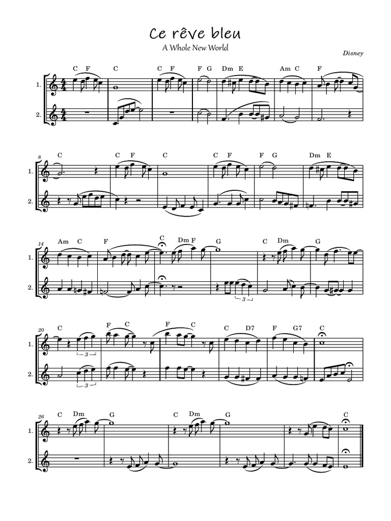 Ce Rêve Bleu Piano Chords Guide | PDF