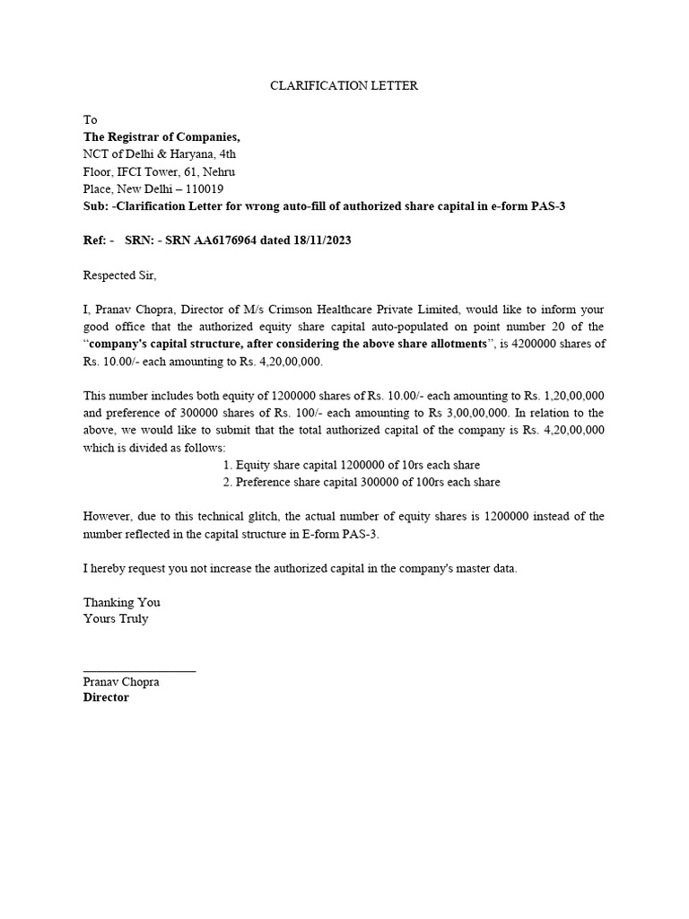 Clarification Letter | PDF | Career & Growth | Finance & Money Management