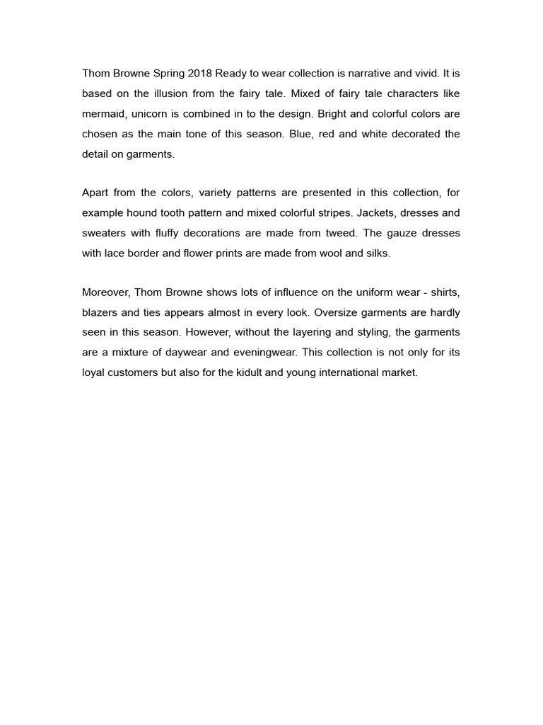 Thom Browne Spring 2018 | PDF | Art | Lifestyle