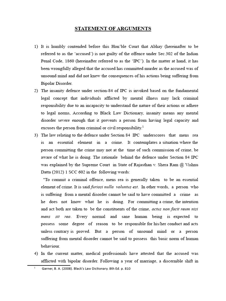 Statement of Arguments | Download Free PDF | Mental Disorder | Bipolar Disorder