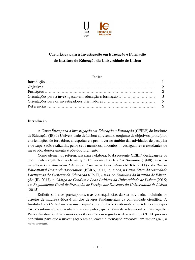 Carta_Etica_14_fev_2016_ | PDF | Consentimento Livre e Esclarecido | Science