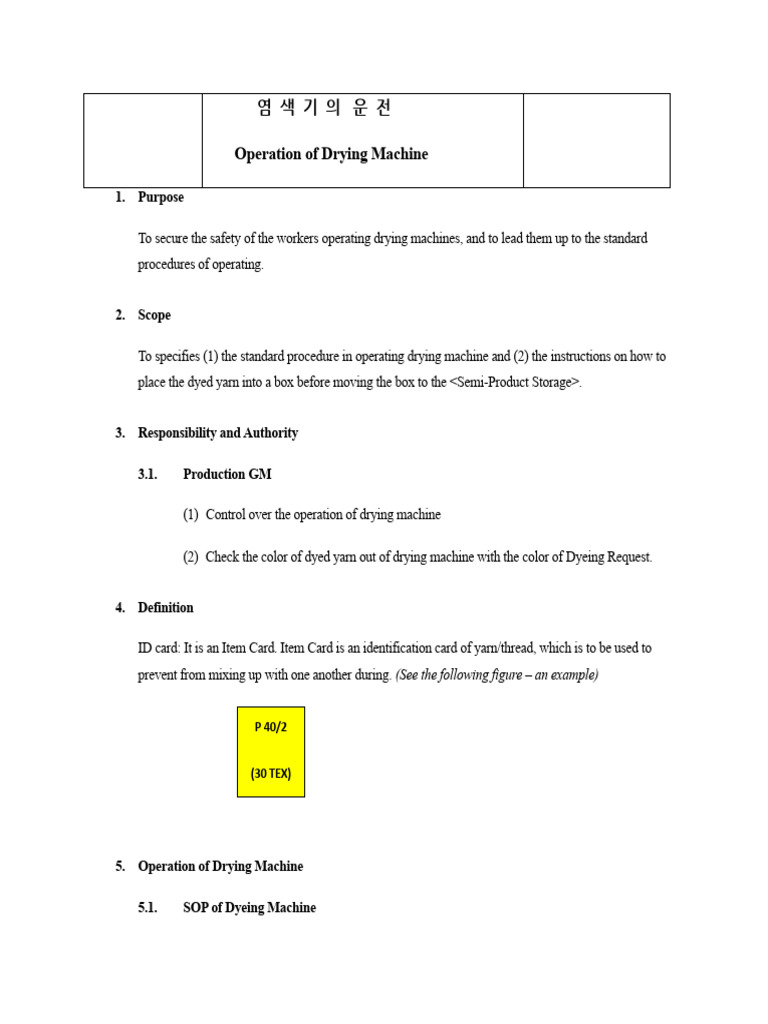 Drying Machine Operation Procedures | PDF | Dyeing | Textiles