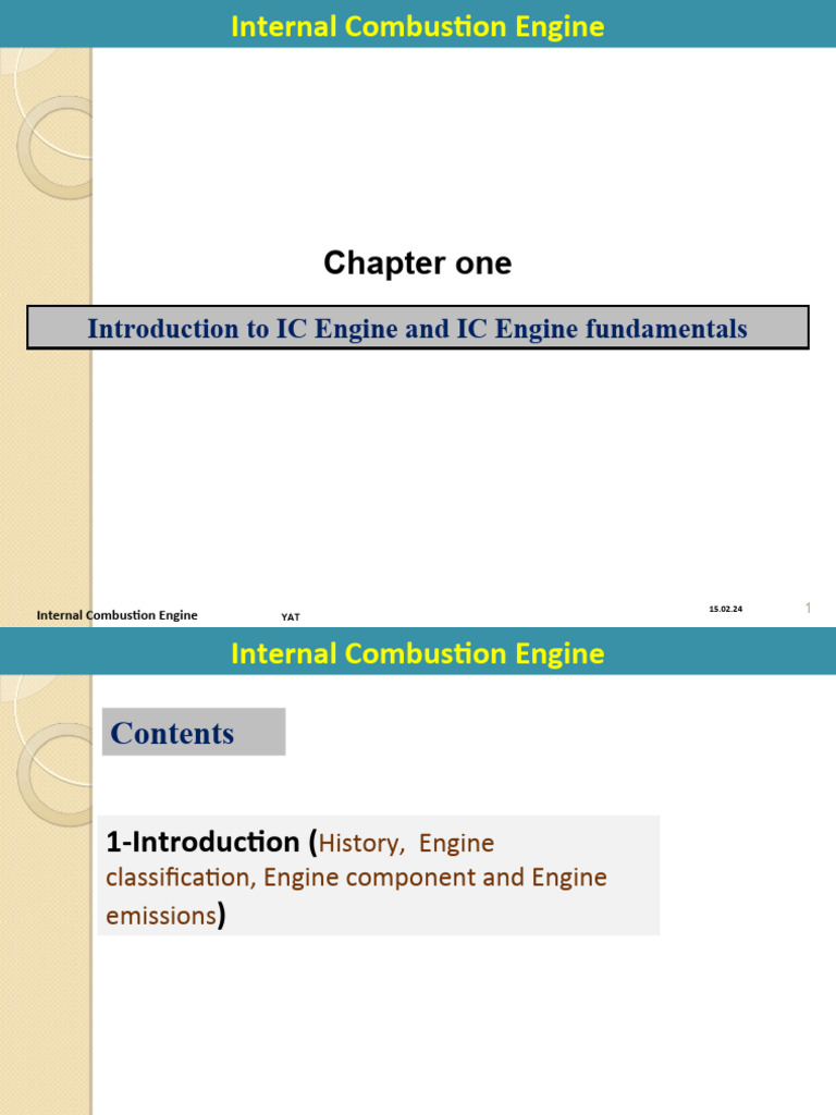 Chapter-one -introduction of ic engines | PDF | Internal Combustion Engine | Engines