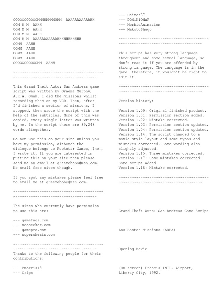 GTA Script | PDF | Theft | Leisure