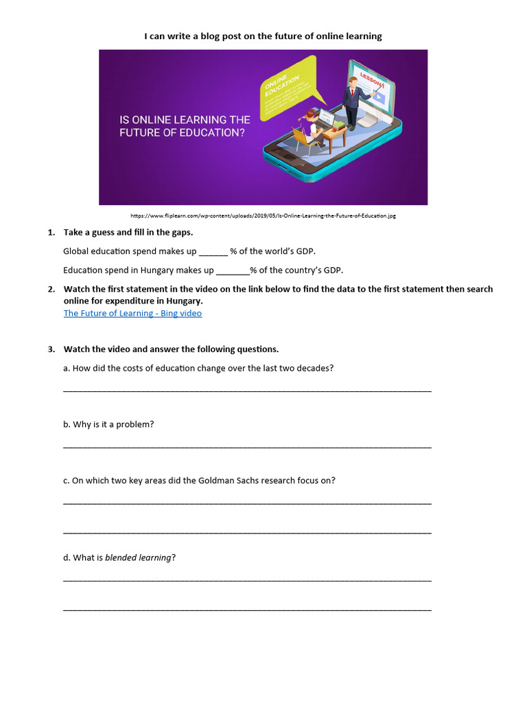 Blog Post On The Future of Online Learning | PDF | Educational ...