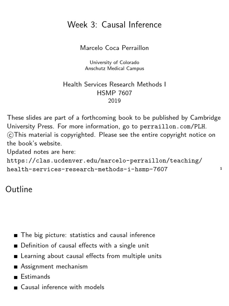Perraillon MC, Causal Inference | PDF | Confounding | Causality