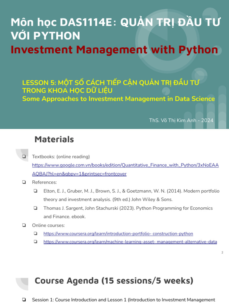 Python for Investment Management | PDF | Data Analysis | Risk