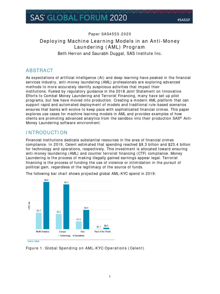 Deploying Machine Learning Models in An Anti-Money Laundering (AML) Program | PDF | Money ...